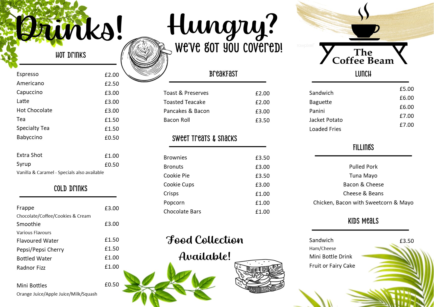 The Coffee Beam Menu – Wye Gymnastics & Galaxy Cheerleading